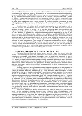 Development Of A Microcontroller Based Automobile Speed Limiting Device And Alarm Control System