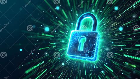 Cyber Security Padlock Protecting Your Digital Assets Stock Illustration Illustration Of