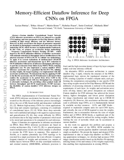 Pdf Memory Efficient Dataflow Inference For Deep Cnns On Fpga