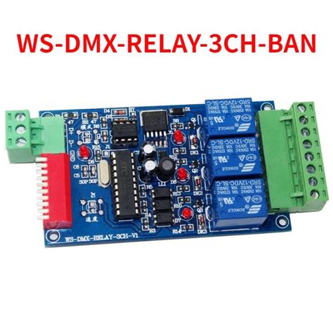 1pcs 3ch relay controller dmx 512 decoder rgb led strip module dump