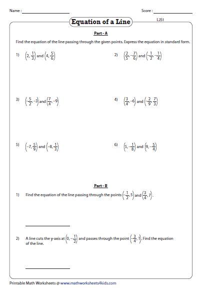 Writing Linear Equations Given Two Points Worksheet Writing Worksheets
