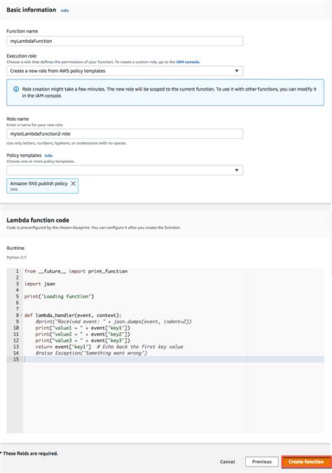 작업을 사용하여 규칙 생성aws Lambda Aws Iot 코어