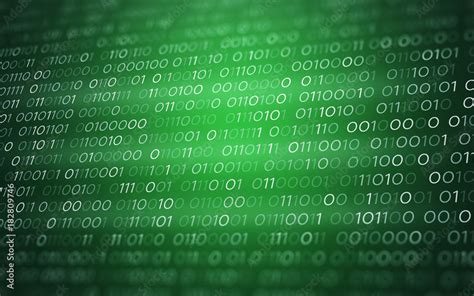 3d Abstract Green Binary Code Futuristic Information Technology