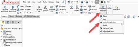 how to generate a custom solidworks coordinate system