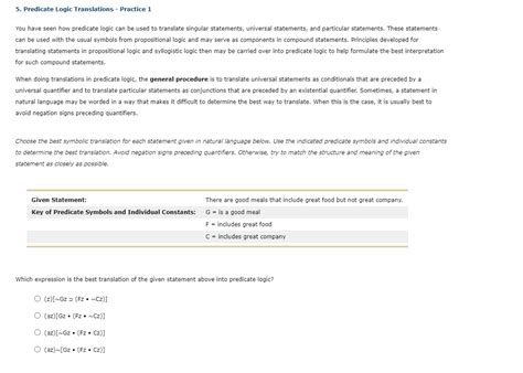 Solved 5 Predicate Logic Translations Practice 1 You Have Chegg Com
