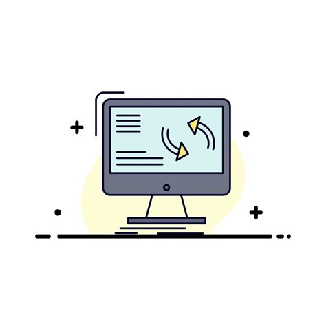 Synchronization Sync Information Data Computer Flat Color Icon Vector