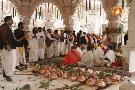Ayodhya Ram Mandir Inauguration Ramlala Consecration Rituals Started In Ram Mandir Ayodhya See