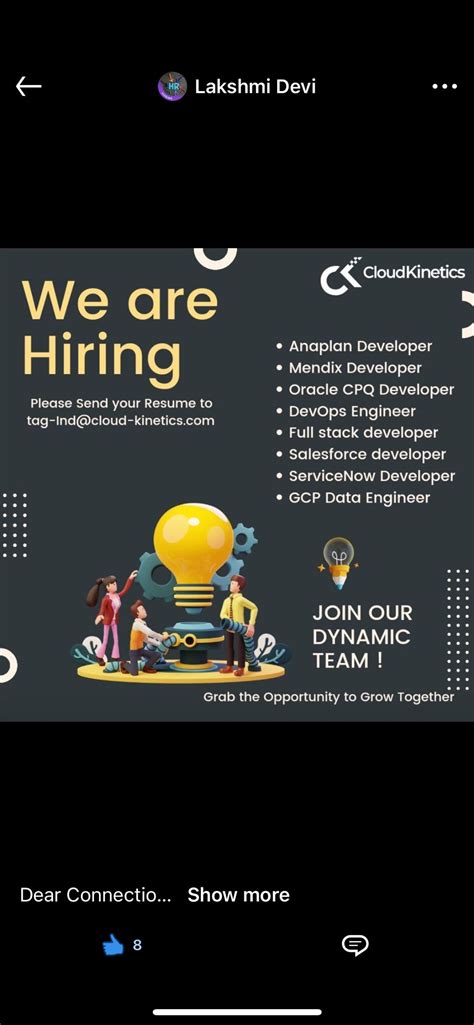 Mohanavalli Sankaranarayanan On Linkedin We Are Hiring Heres An Opportunity To Build Your