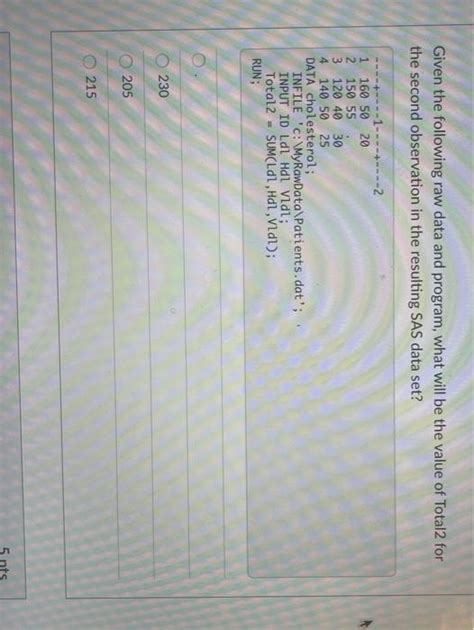 solved given the following raw data and program what will