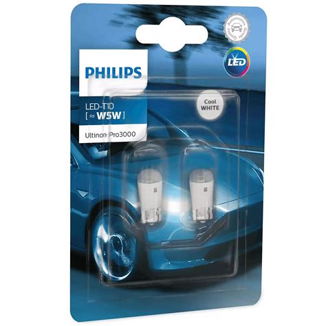 Philips Ultinon Pro3000 LED W5W 6000K Bright White Interior Car Bulbs ...