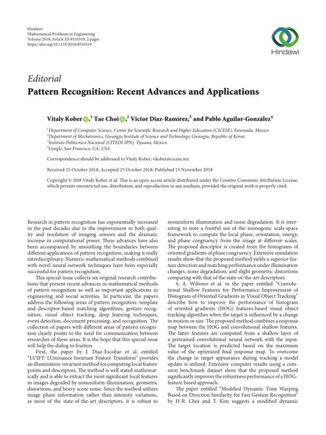 Pdf Pattern Recognition Recent Advances And Applications