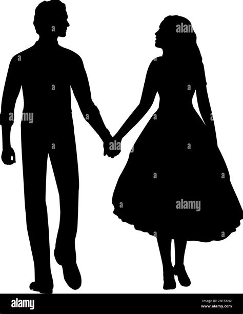 Man And Woman Holding Hands Silhouette