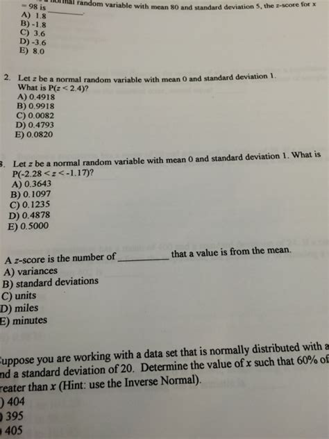 solved random variable with mean 80 and standard deviation