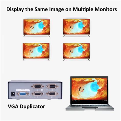 GetUSCart DTECH Powered 4 Port VGA Splitter Box Video Distribution Duplicator For 1 PC To