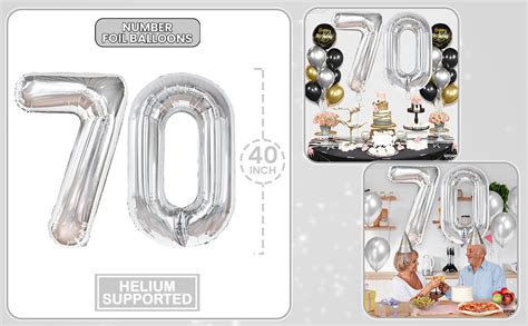 Katchon Giant Silver 70 Balloon Numbers 40 Inch
