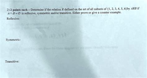 solved 2 points each determine if the relation r defined on the set