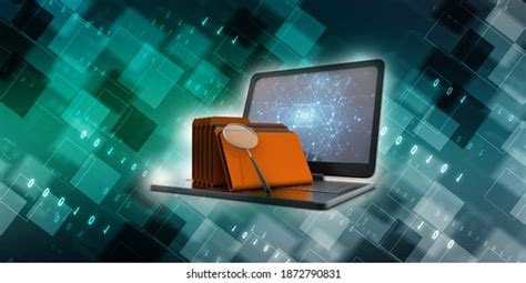 3d Rendering Folder Connected Computer Network Stock Illustration