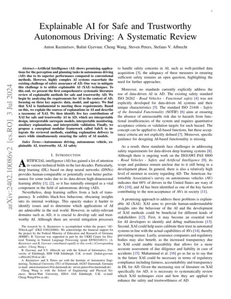 pdf explainable ai for safe and trustworthy autonomous driving a
