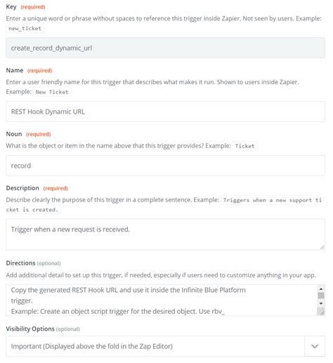 create a trigger using rest hook dynamic url trigger type