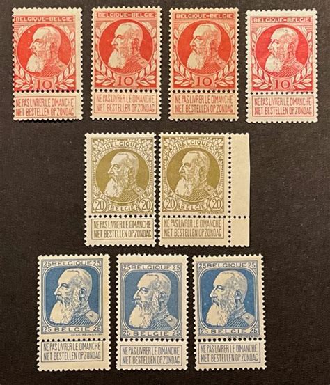 Belgium 1905 Issue Grove Baard 10c20c25c In Different Shades Mint Fresh Obp 7476