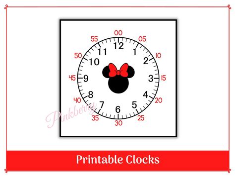Minnie Inspired Classroom Clock Printable Clock Digital Math Supplies Telling Time Clock