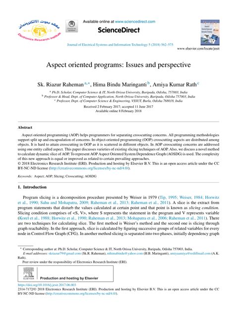 Pdf Aspect Oriented Programs Issues And Perspective