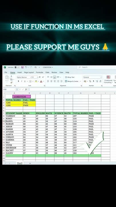 don t type manually fail and pass use this function in ms excel