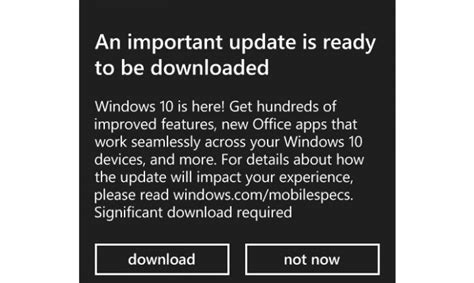 Windows 10 Mobile User Screenshot Of Upgrade Notice Points To Imminent Release Winbuzzer