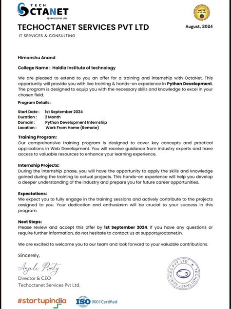 himanshu anand on linkedin octanet services pvt ltd python learning internship