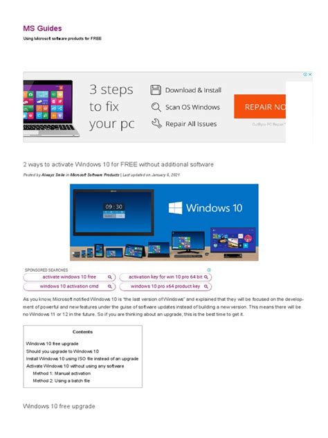 2 Ways To Activate Windows 10 For Free Without Additional Software Pdf Windows 10