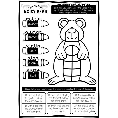 The Very Noisy Bear Story Listening Glyph STATE FONTS Top Teacher