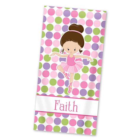 Ballerina Beach Towel Purple Dots Ballet Lightweight Pool Towel Pink