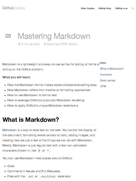 mastering markdown github guides pdf text computing