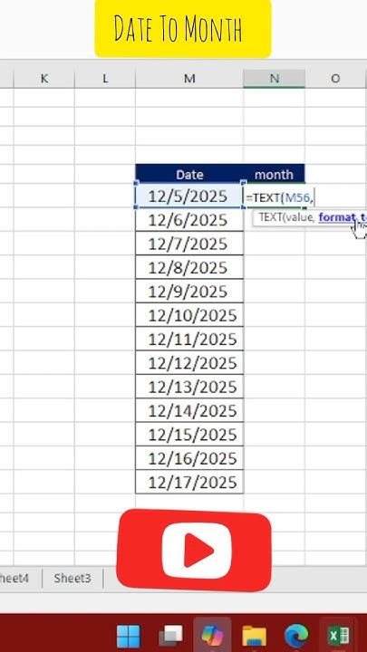 Convert Date To Month In Excel Text Formula Trick Excel Exceltips