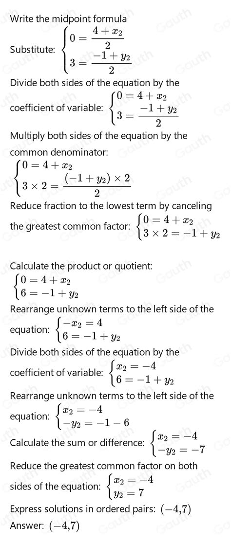 Solved The Midpoint Of Overline AB Is M If The Coordinates Of A Are What Are The