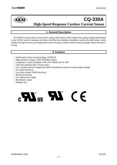 Pdf High Speed Response Coreless Current Sensor · Cq 330a Is An Open