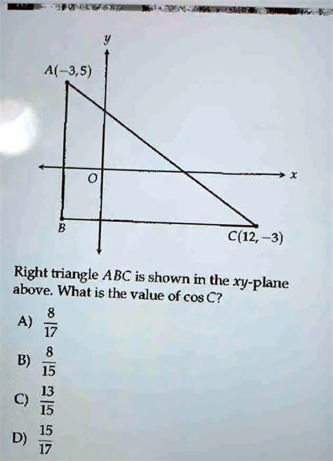 SOLVED A C Right Triangle ABC Is Shown In The Above What