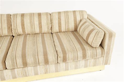Milo Baughman Style Mid Century Brass Base Sofa For Sale At 1stdibs