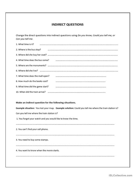 Indirect Questions Pdf