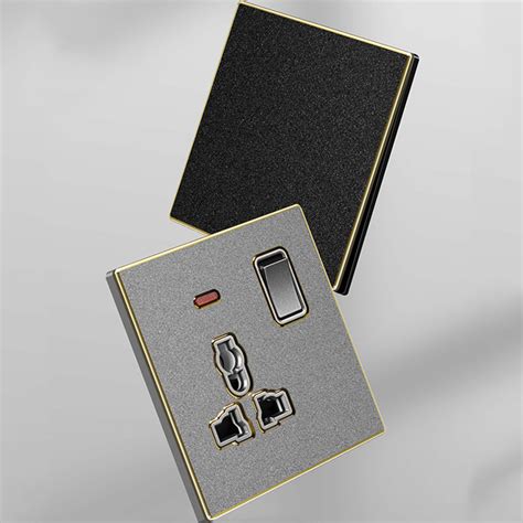 W5 Wholesale Electrical Appliances Ultrathin Switch Leather Pattern British Wall Socket Switch