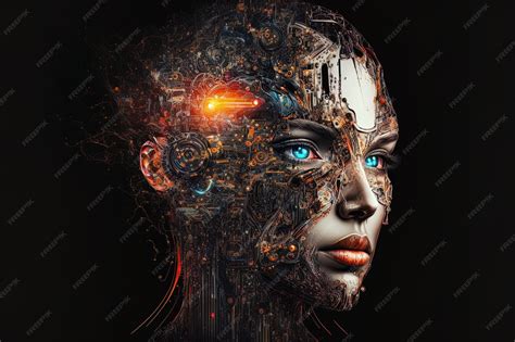 Premium Photo Robot Or Cyborg Digital Abstract Head With Artificial Intelligence