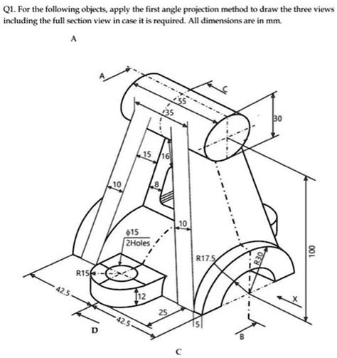 SOLVED Draw It In AutoCAD With Dimensions ALL THREE VIEWS INCLUDING THE FULL SECTION VIEWS Q