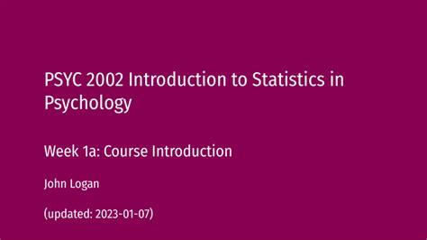 psyc 2002 intro to statistics in psychology course presentation