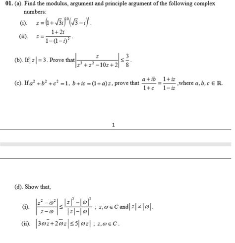 Solved A Find The Modulus Argument And Principle Chegg Com