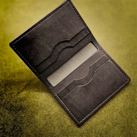 Handmade Leather Bi Fold Card Holder Minimalist Wallet Etsy