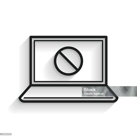 기호가 없는 노트북입니다 흰색 배경에 긴 그림자가 있는 선 아이콘 3차원 형태에 대한 스톡 벡터 아트 및 기타 이미지 3차원 형태 개념 검은색 Istock