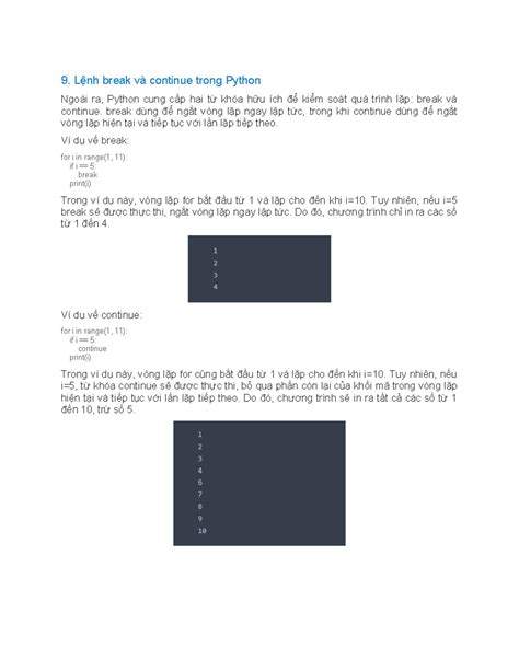 lệnh break và continue trong python 9 lệnh break và continue trong