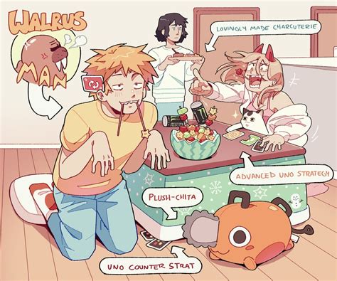 Power Denji Hayakawa Aki Pochita And Meowy Chainsaw Man Drawn By Magicact Danbooru