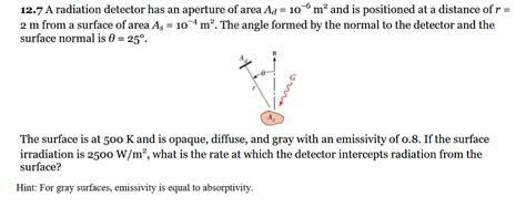 Solved 127 A Radiation Detector Has An Aperture Of Area Ad