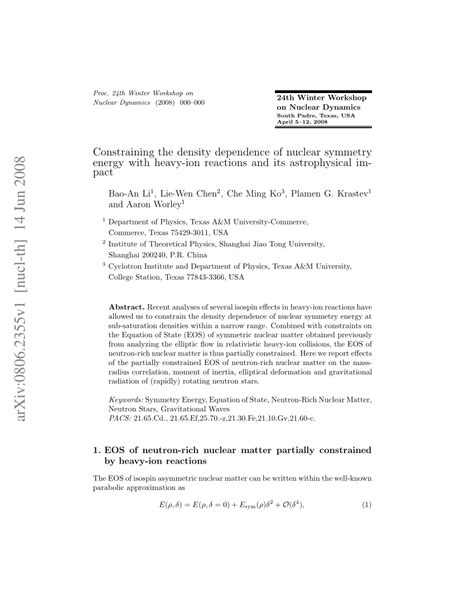 Download Pdf Constraining The Density Dependence Of Nuclear Symmetry